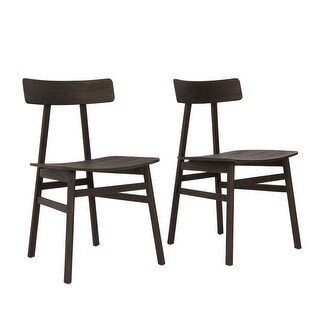 Yen 19 Inch Solid Oak Dining Chair, Curved Open Back, Set of 2, Black ...