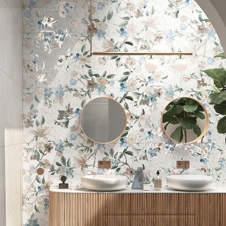 Merola Tile Parete Setoso White 23-1/2" x 47" Porcelain Floor and Wall ...