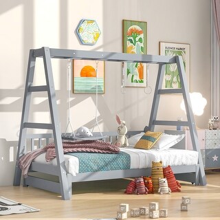 Children'S Wood Twin Daybed with Ladder Bracket Design, No Box Spring ...