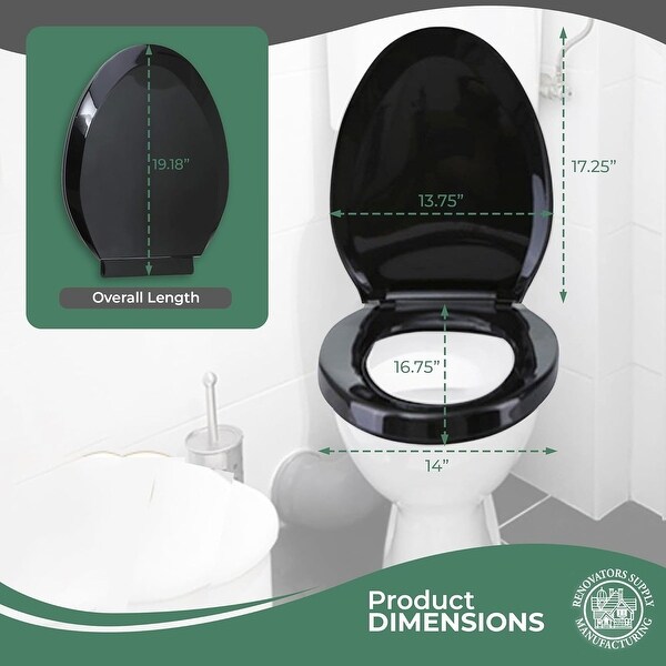 Black Plastic Toilet Seat Elongated Soft Close No Slam Toilet Seat with Seat Bumpers Renovators Supply Bed Bath Beyond 13433980