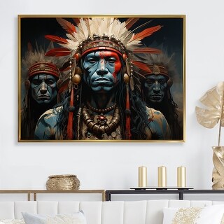 Designart "Native Honor Traditional Warrior" Native American Art Framed ...