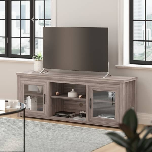 Classic TV Stand for up to 80" TVs-Glass Fronted Doors-Modern Finish ...