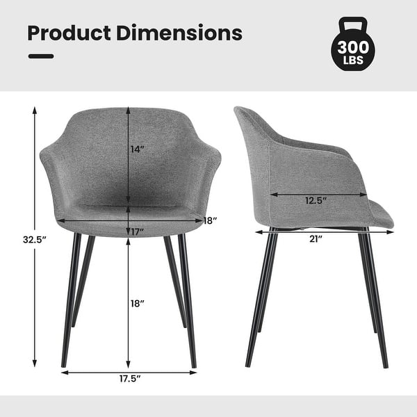 Set of 2 Upholstered Dining Chair with Ergonomic Backrest Design - 23.5 ...