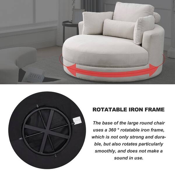 Swivel modern sofa leisure large round chair with storage stool linen Bed Bath Beyond 41076416