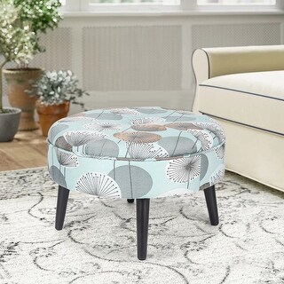 Adeco 23" Ottoman Fabric Round Foot Rest Stool - Bed Bath & Beyond ...