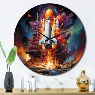 Designart "Rocketship Cosmic Fusion I" Transportation Oversized Wall ...