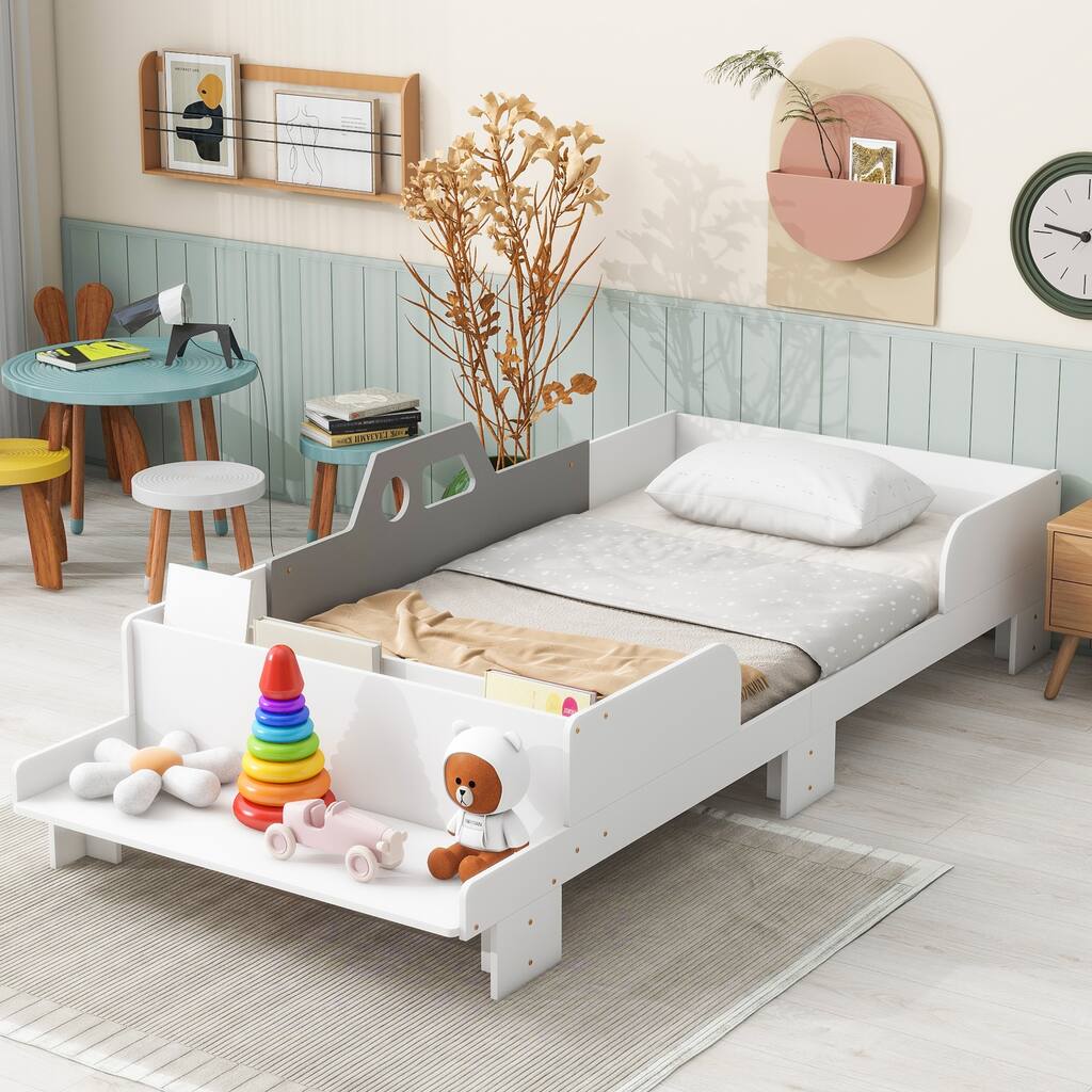Kid-Friendly Design Twin Size Bed Kids Bed Car Bed with Bench ...