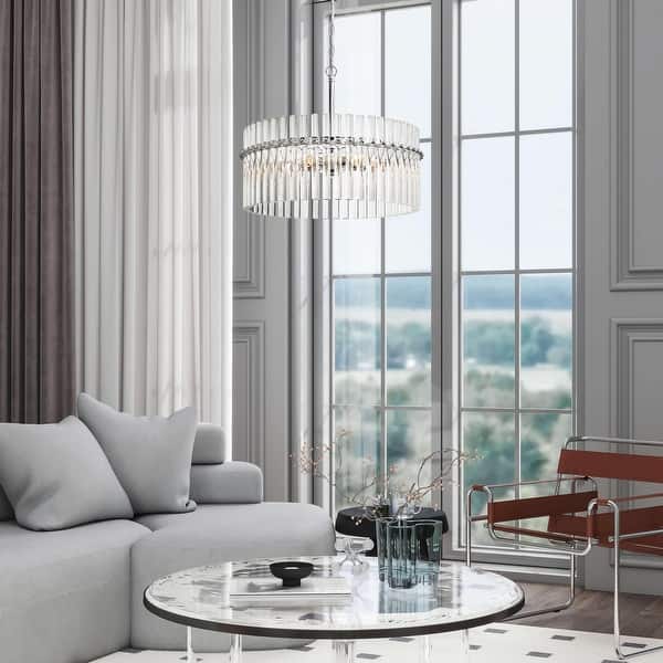 Casandra Chrome Crystal 5-light Pendant Chandelier - On Sale - Bed Bath ...