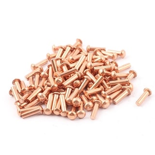 100 Pcs 1/8" x 25/64" Round Head Copper Solid Rivets Fasteners - Copper ...