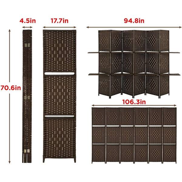 Room Divider 6 Panel Room Screen Divider Wooden Screen Folding Portable ...