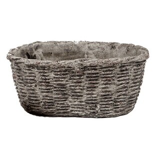 2pcs set Large Concrete Oval Container with Basket Motif - 9" L x 5" W ...