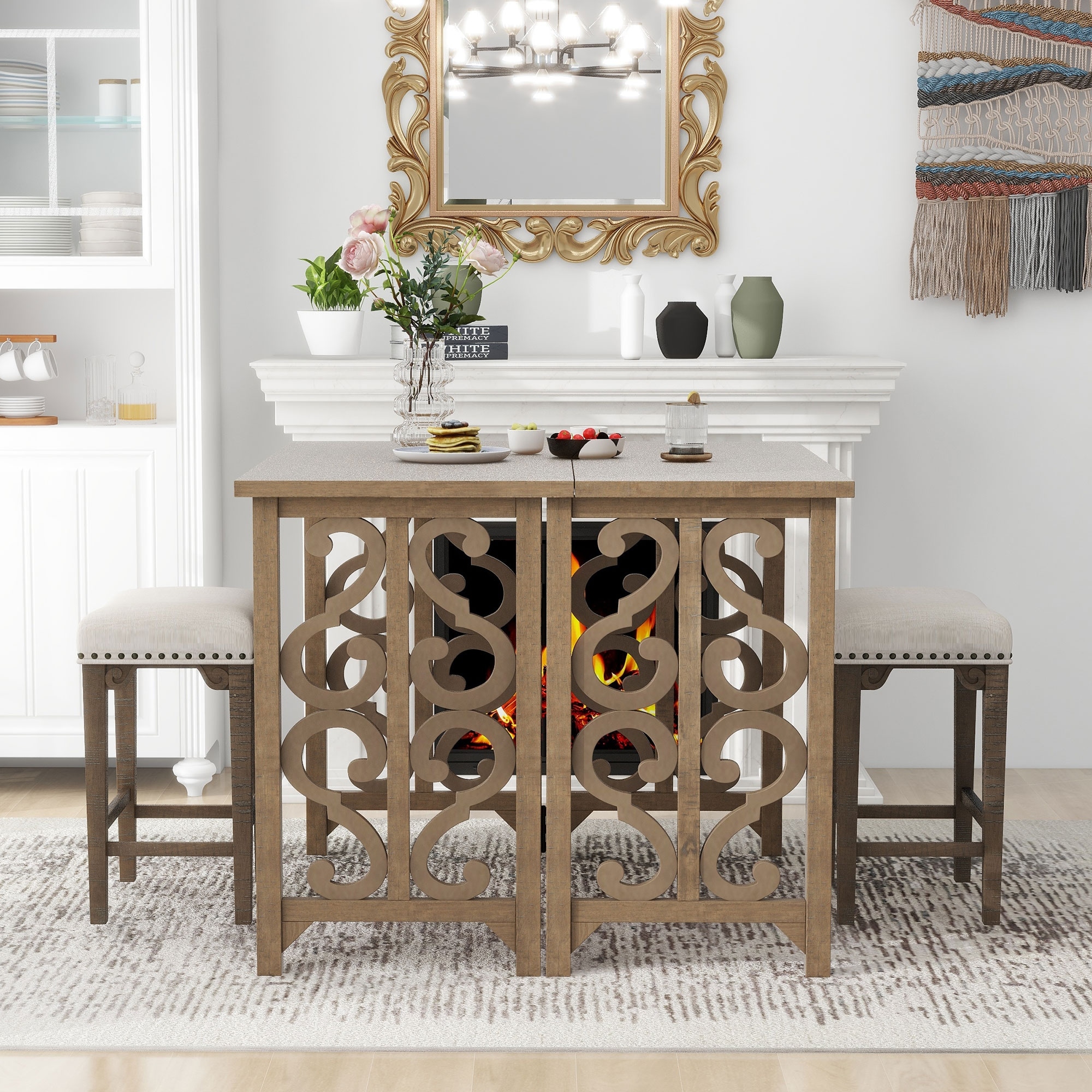 3 piece solid wood dining set store