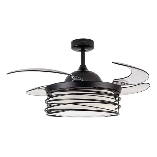 Fanaway Luna Black 48-inch Retractable Ceiling Fan with Smoke Blades ...