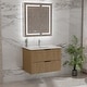 Fluted Floating Vanity with Sink, Plywood Wall Mount Cabinet, Curved ...