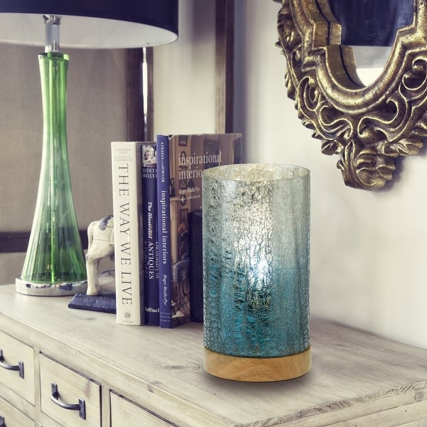 Skylar River of Goods Silver and Blue Textured Glass 11.5-Inch Accent ...