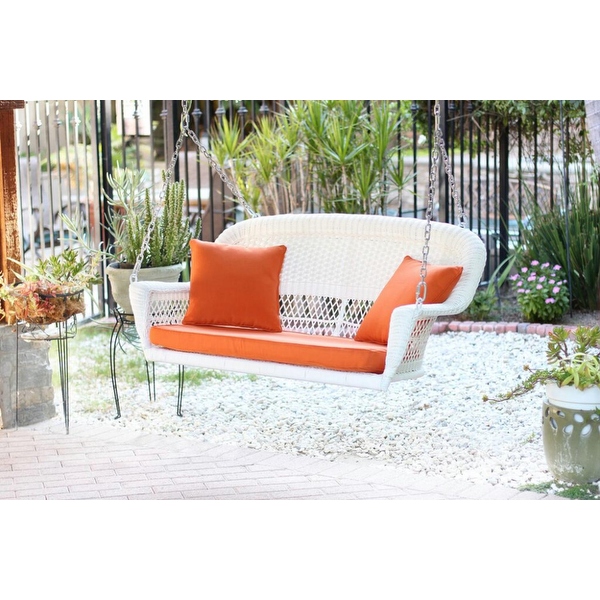 White resin wicker porch swing store
