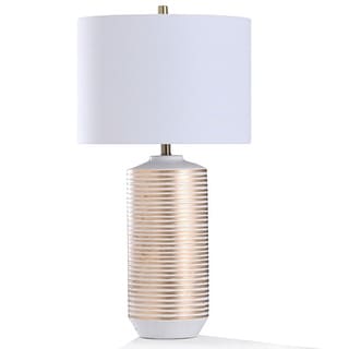 StyleCraft Contini Threaded Gold and White Spool Ceramic Table Lamp ...