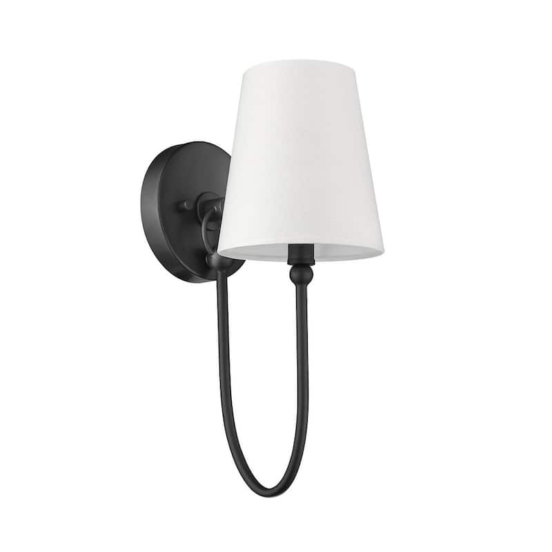 Simple Rustic 1-Light Black Wall Sconce with Shade - Overstock - 29820741