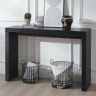 Console Table with Ribbed Legs, Narrow Entryway Table with Wood-Grain ...
