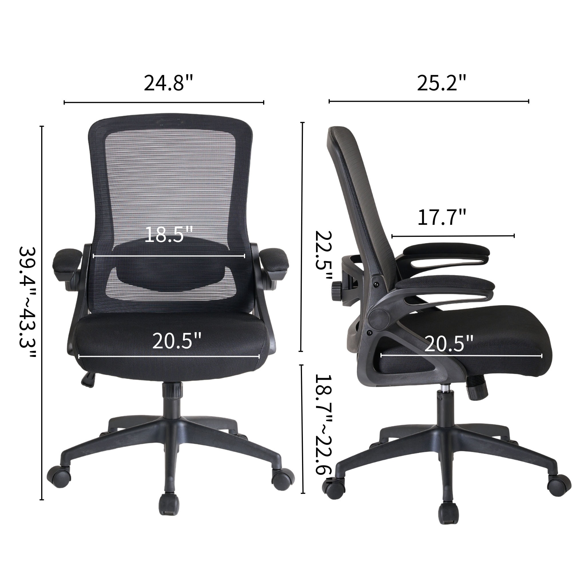 Ergonomic Mesh Computer Chair Office Chair With Headrest Lumbar Support 5 Wheels For Grown ups Women Men Black
