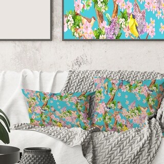 Designart 'Little Birds Sitting On Spring Flow' Traditional Printed ...