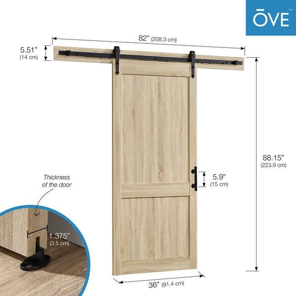 OVE Decors Dorian Barn Door Kit in Textured Aged Wood with Included ...