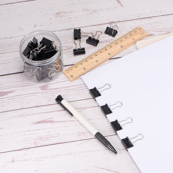 50pcs Paper Binder Clips 3/4 Inch Width Fold Back Metal Clamps, Black ...