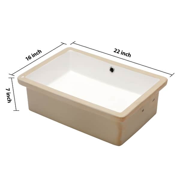 Kichae Undermount Bathroom Sink 22 inch Rectangle Ceramic Sink with ...