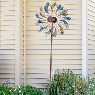 Metallic Pinwheel Metal Garden Wind Spinner - 84.5" H - Bed Bath ...