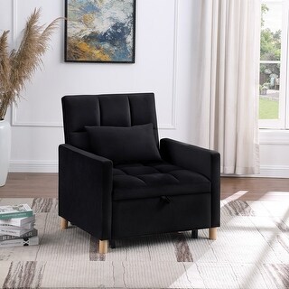 Chair Bed w/ Pull-out Bed Chaise Lounges, Black Accent Sleeper Sofa ...
