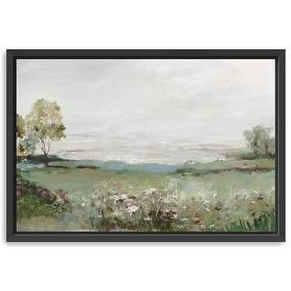 Lumagallerie Green Prairie Field Framed Canvas Giclee - Bed Bath ...