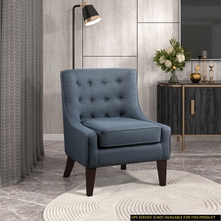 1pcs Accent Chair Button Tufted Blue Fabric Upholstery Solid Wood ...