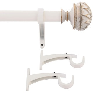 1 Inch Adjustable Ivory Curtain Rod for Windows & Doors Curtains with ...