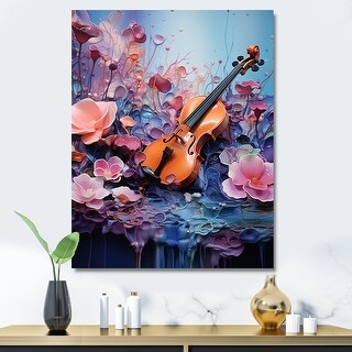 Designart "Whimsical Violin Music Melodies " Drip Painting Wall Art ...