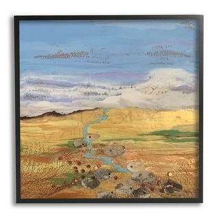 Stupell Vast Grassland Stream Collage Puffy Cloud Sky Framed Wall Art ...