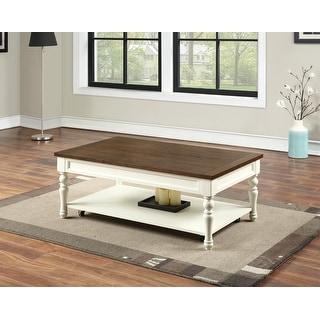 Steve Silver Jillian Ivory and Mocha Wood Coffee Table with Casters ...