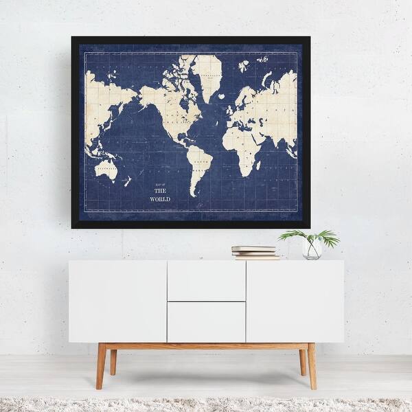 Blueprint World Map v2 Maps Transportation Vintage Art Print/Poster - Bed Bath & Beyond - 34906659