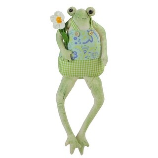 13" Green and Blue Freddie the Frog Sitting Easter Tabletop Figurine ...