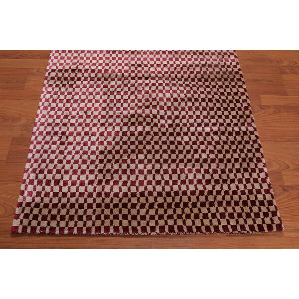 3'x5' Hand Tufted Bamboo Silk Oriental Area Rug Cranberry, Beige Color ...