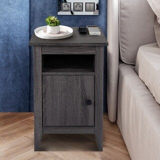 Nightstand Shelf Bedside Table with Storage Cabinet and Open ...