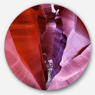 Designart 'Purple Antelope Canyon View' Landscape Photo Round Metal ...