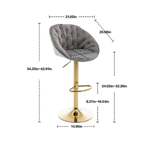 2 Pc Swivel Bar Stools Ergonomic Adjustable Dining Chair with Footrest ...