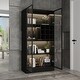 Modern Display Cabinet with Pop-up Glass Doors and Wine Rack Lighted ...