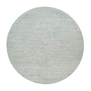 Shahbanu Rugs Platinum Gray, Hand Knotted, Modern Design, Hand Spun ...