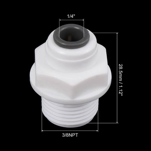 3Pcs 1/4" Tube to 1/4NPT Male Push to Connect Fittings Straight White ...