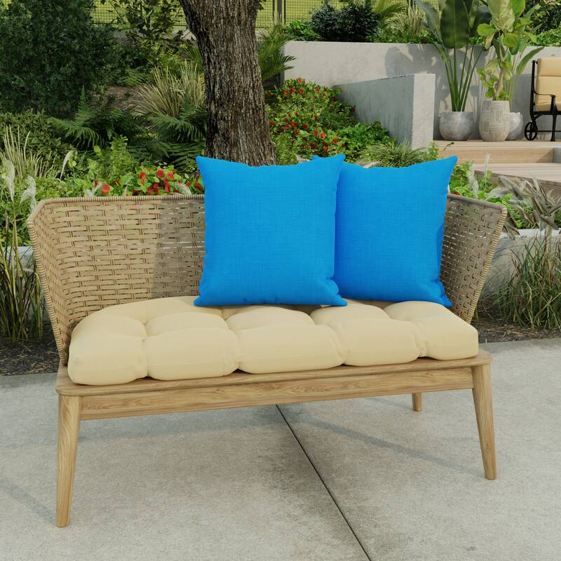 18" x 18" Blue Solid Outdoor Throw Pillow - Set of 2 - 18'' L x 18'' W ...