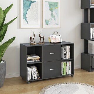 Wooden Horizontal Filing Cabinet with 4 Open Storage Shelves - Bed Bath ...