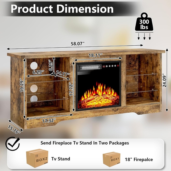 Bossin 58 Fireplace TV Stand with 18 Electric Fireplace Modern Entertainment Center for 65 TVs TV Console On Sale Bed Bath Beyond 38287086
