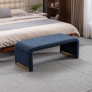 Boucle Fabric Bedroom Bench Shoe Bench With Gold Metal Legs ...