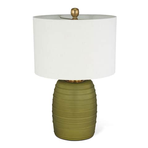 Klara 22" Green Glass Table Lamp with Black Shade - 13 x 13 x 22 ...